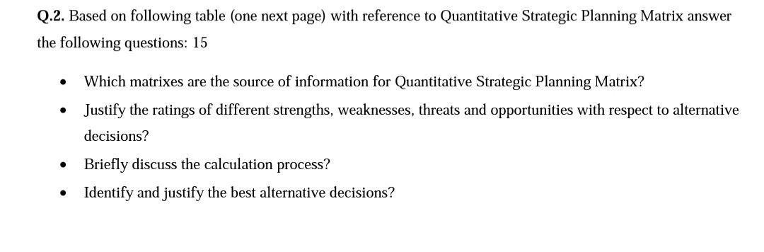 Solved Q.2. Based on following table (one next page) with | Chegg.com
