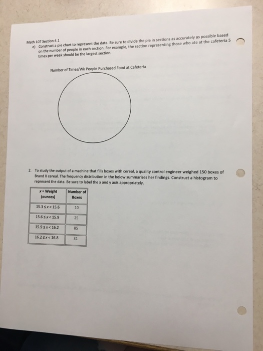 Solved Math 107 Section 4.1 Statistics: Organizing Data | Chegg.com