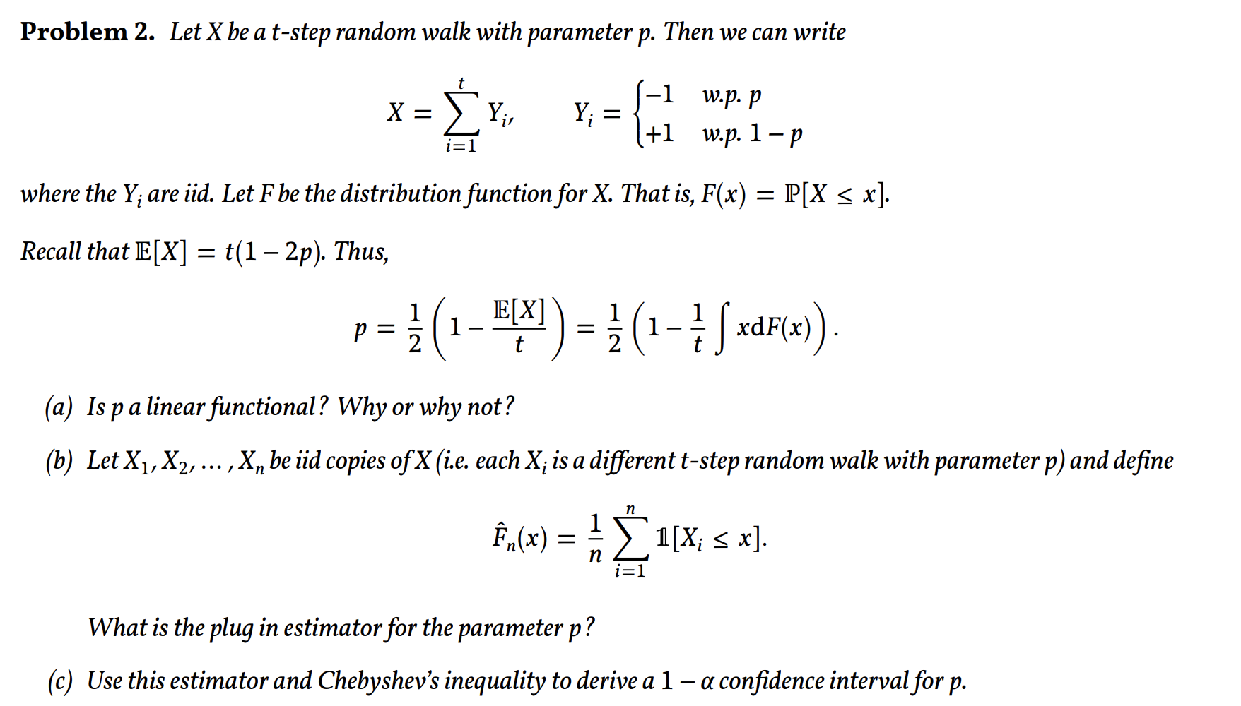 Problem 2. Let X be a -step random walk with | Chegg.com