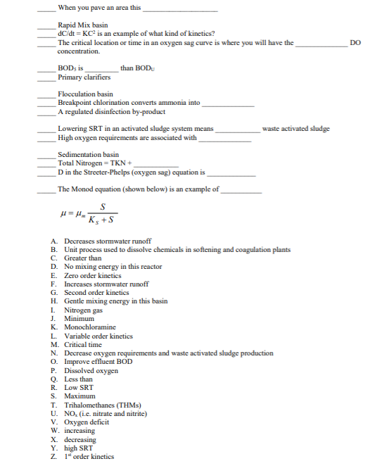 Solved DO When you pave an area this Rapid Mix basin dCidt = | Chegg.com