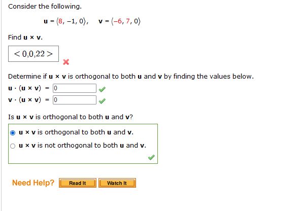 Solved Consider the following. u= 8,−1,0 ,v= −6,7,0 Find | Chegg.com
