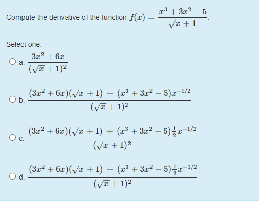 Solved Compute the derivative of the function | Chegg.com