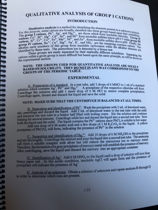 Solved QUALITATIVE ANALYSIS OF GROUP Ic ATIONS INTRODUCTION | Chegg.com