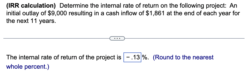 Solved (IRR calculation) Determine the internal rate of | Chegg.com