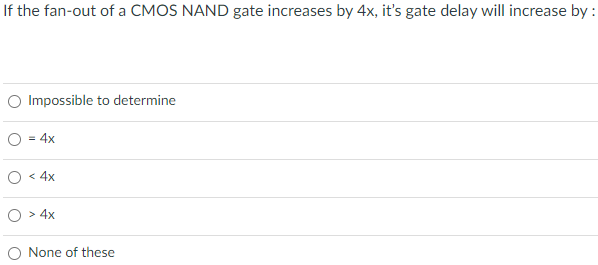 If the fan-out of a CMOS NAND gate increases by 4x, | Chegg.com