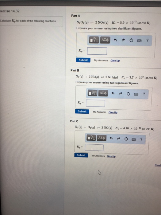 Solved Calculate K_p for each of the following reactions. | Chegg.com