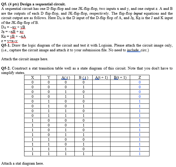 Solved 05. (4 pts) Design a sequential circuit. A sequential | Chegg.com