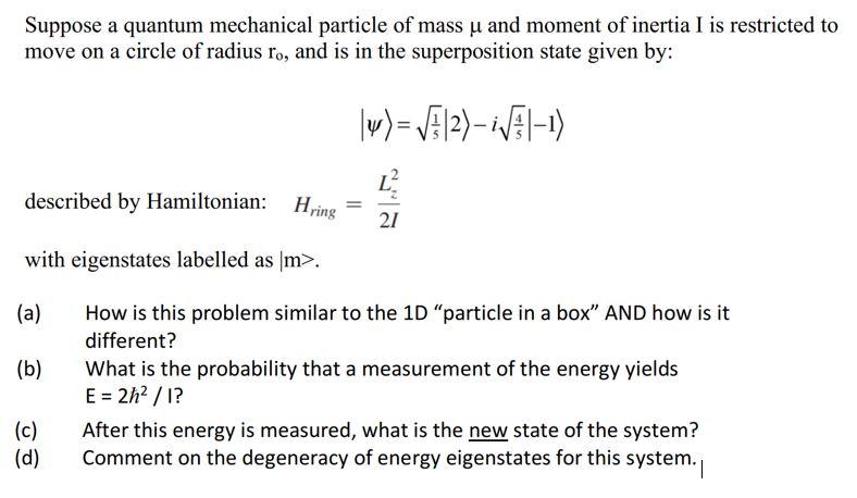 Solved Suppose a quantum mechanical particle of mass u and | Chegg.com