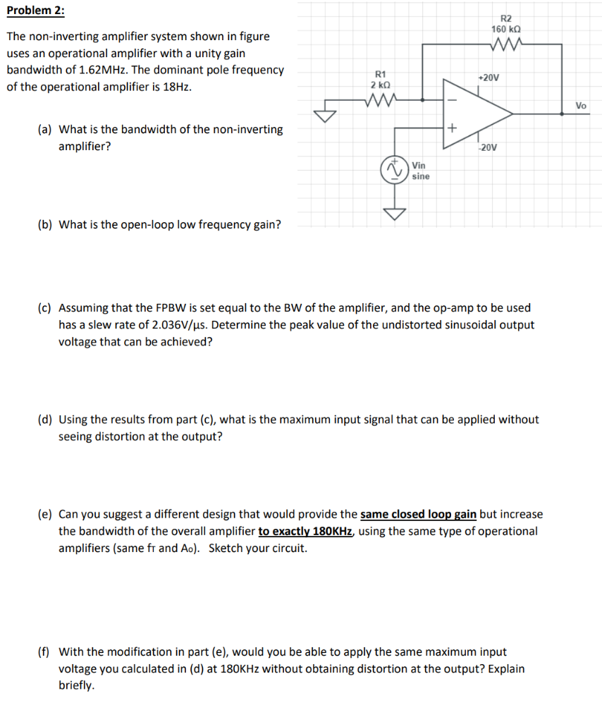 Solved The non-inverting amplifier system shown in figure | Chegg.com
