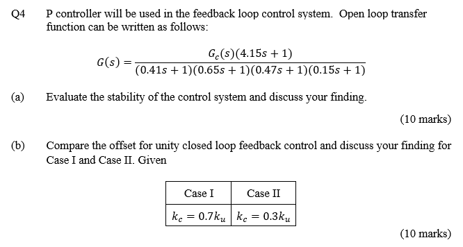 Solved Q4 P controller will be used in the feedback loop | Chegg.com