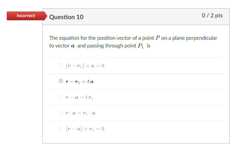 Solved The equation for the position vector of a point P on | Chegg.com