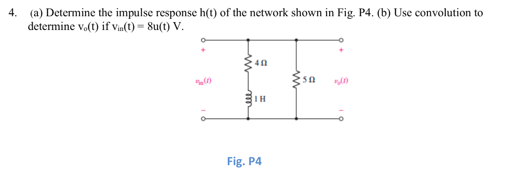 Solved (a) Determine the impulse response h(t) of the | Chegg.com