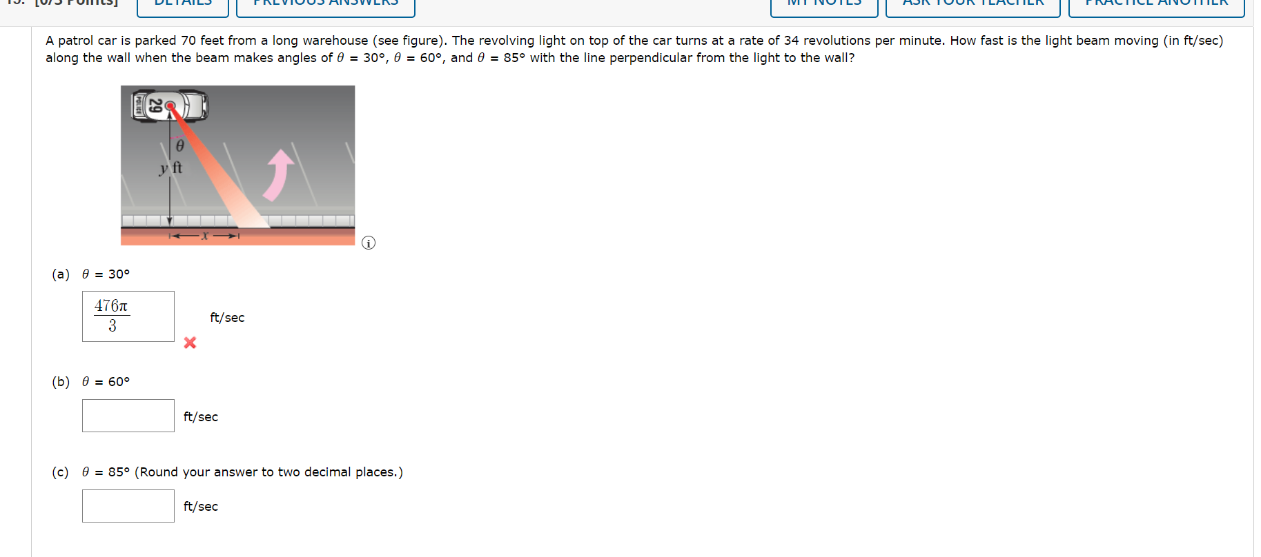 Solved along the wall when the beam makes angles of | Chegg.com