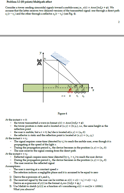 Solved Problem 3.2 (50 points) Multipath effect Consider a | Chegg.com