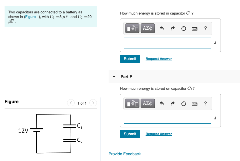 Solved HIE How much energy is stored in capacitor C1? Two | Chegg.com