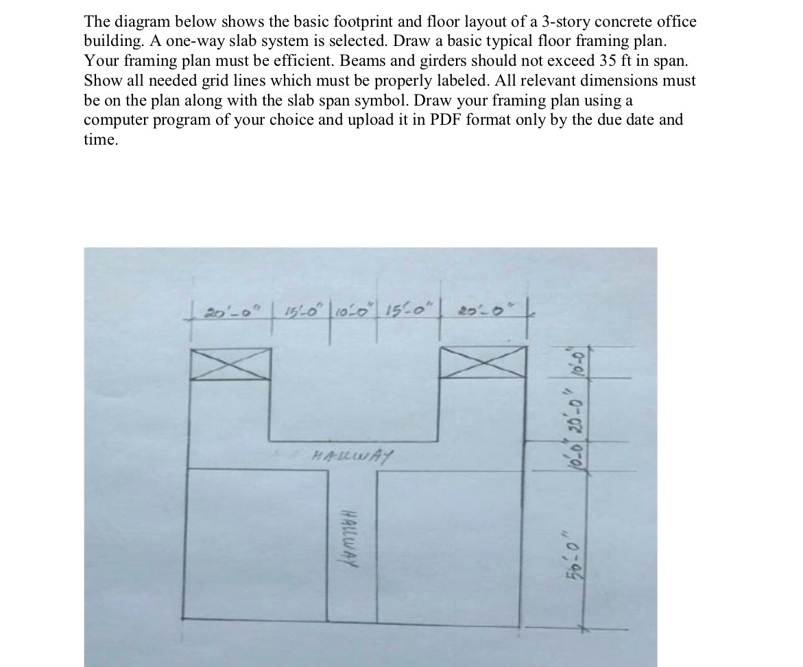 Solved The diagram below shows the basic footprint and floor | Chegg.com