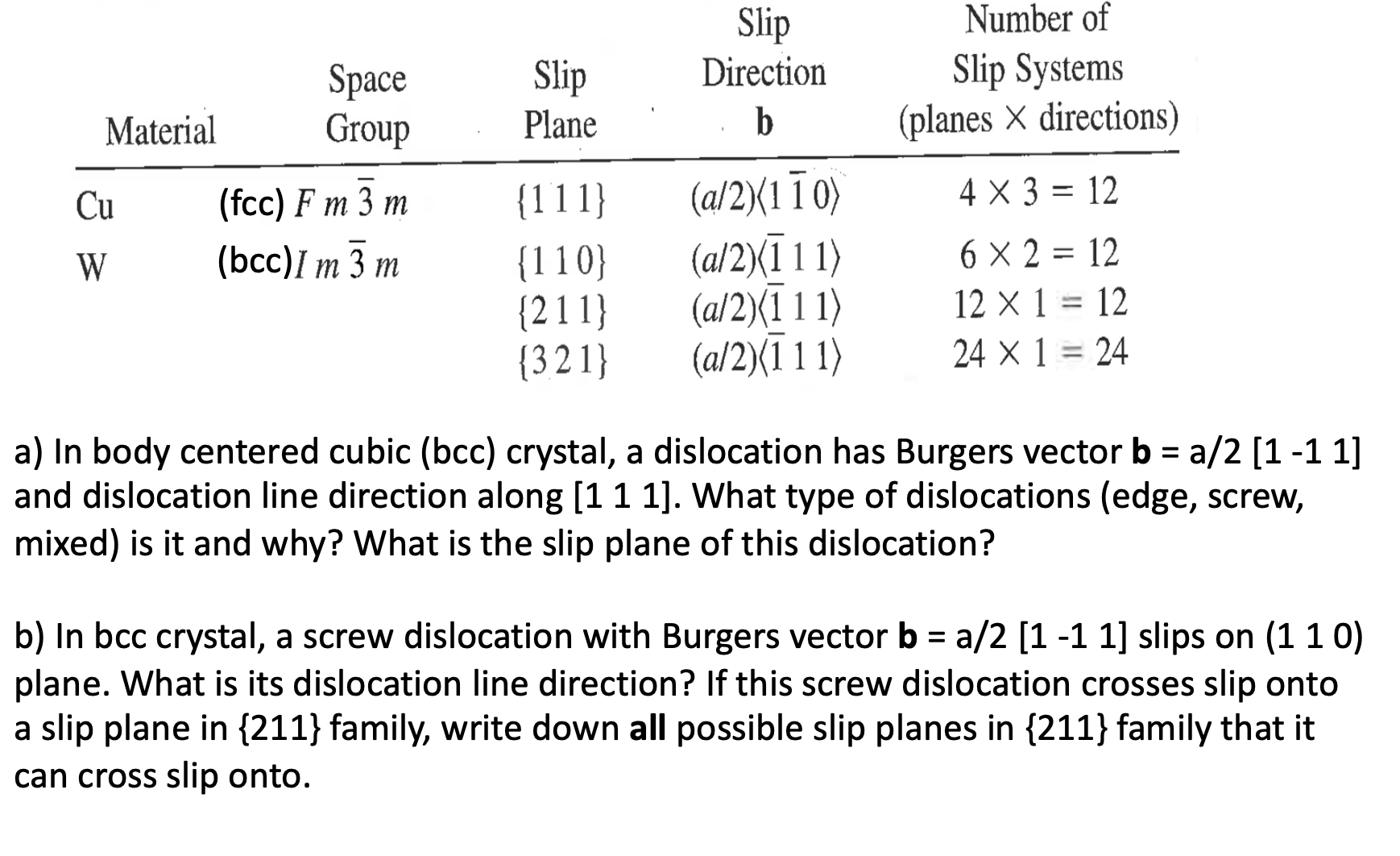 Solved a) In body centered cubic (bcc) crystal, a | Chegg.com