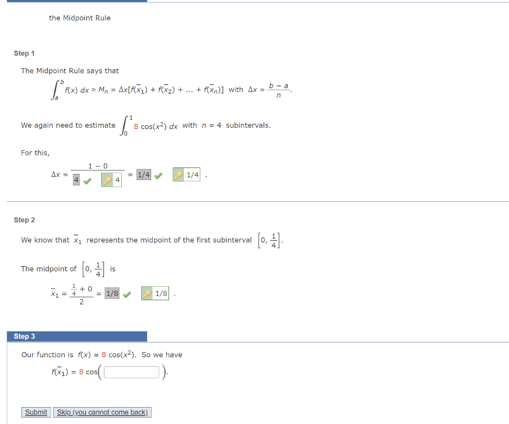 Solved the Midpoint Rule Step 1 The Midpoint Rule says that | Chegg.com