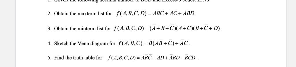 Solved 2. Obtain the maxterm list for f(A, B,C,D)- ABC+ AC+ | Chegg.com