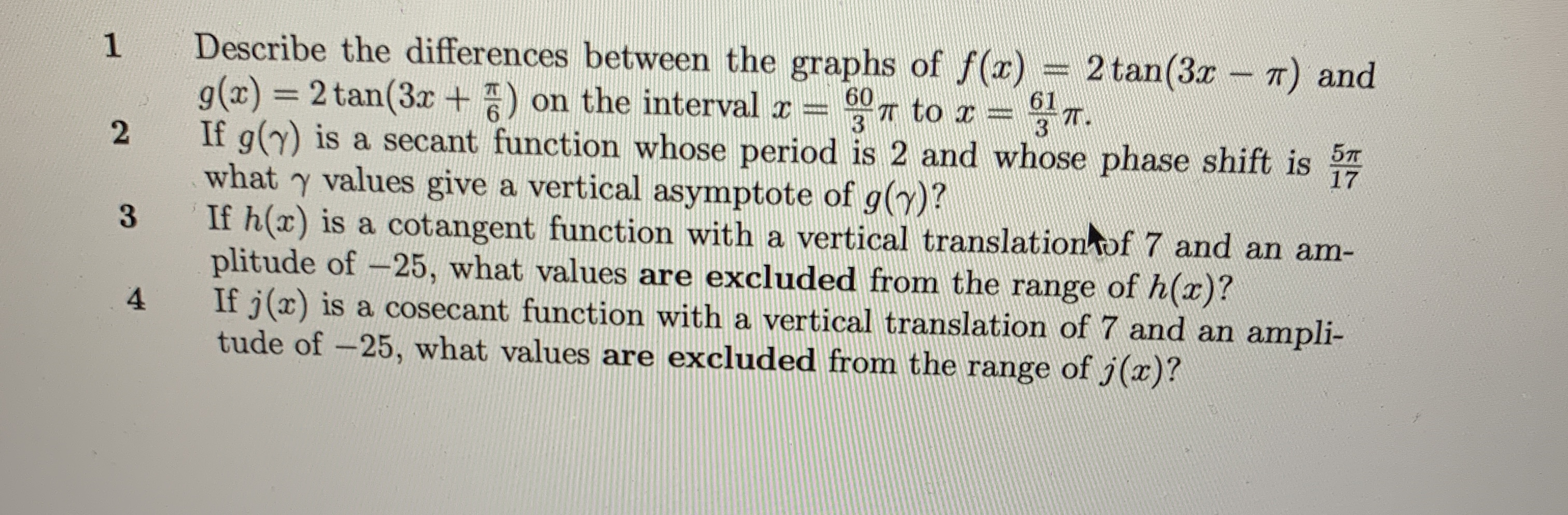 Solved 1 Describe the differences between the graphs of | Chegg.com