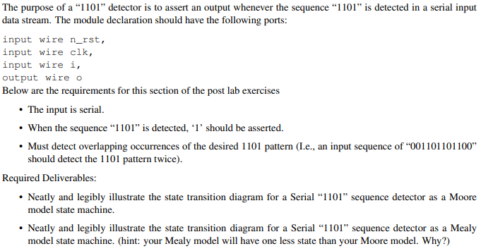 Solved The Purpose Of A “1101 Detector Is To Assert An