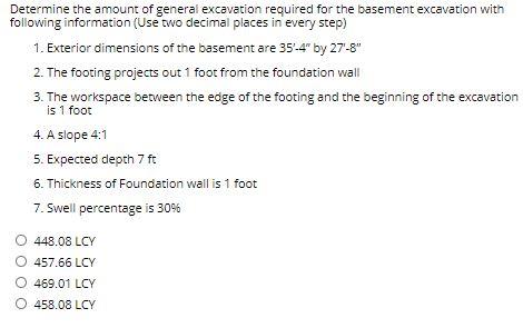 Solved Determine the amount of general excavation required | Chegg.com