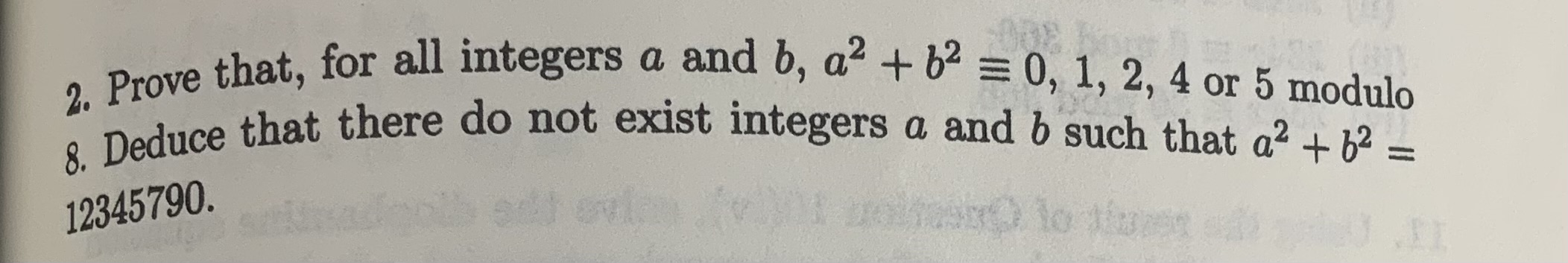 2. Prove that, for all integers a and b,a2+b2≡0,1,2,4 | Chegg.com