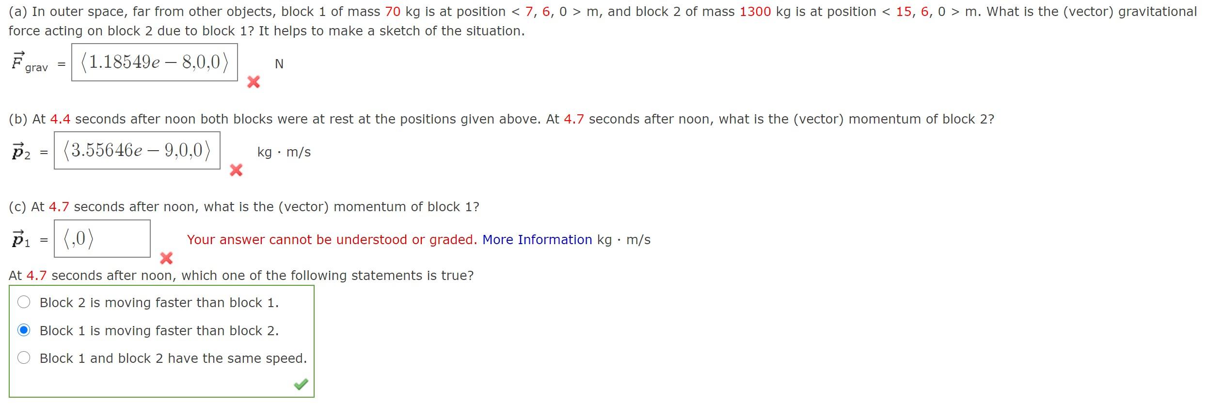 Solved (a) In outer space, far from other objects, block 1 | Chegg.com