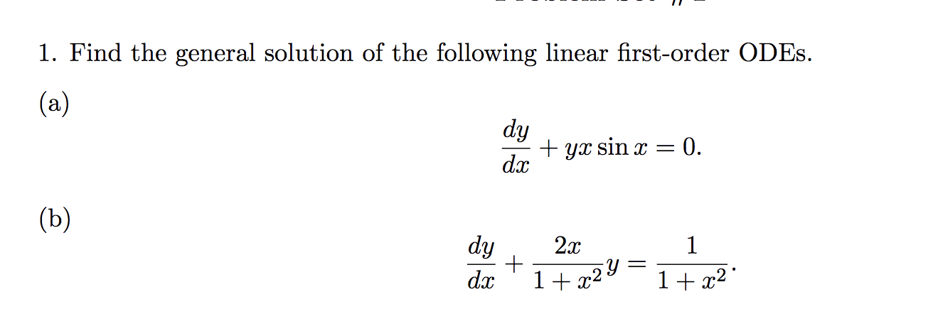 Solved 1. Find the general solution of the following linear | Chegg.com