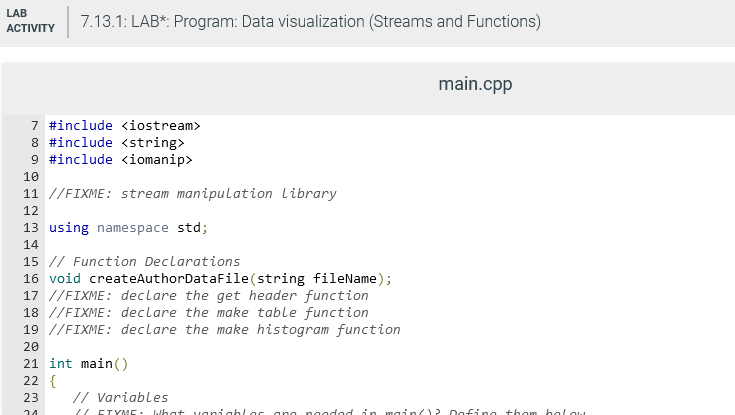 Solved (2). Read and understand the createAuthorDataFile | Chegg.com