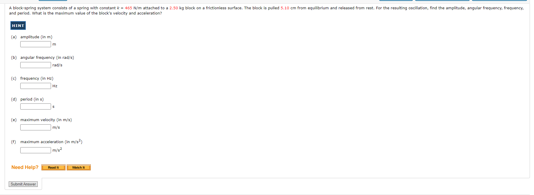 Solved and period. What is the maximum value of the block's | Chegg.com