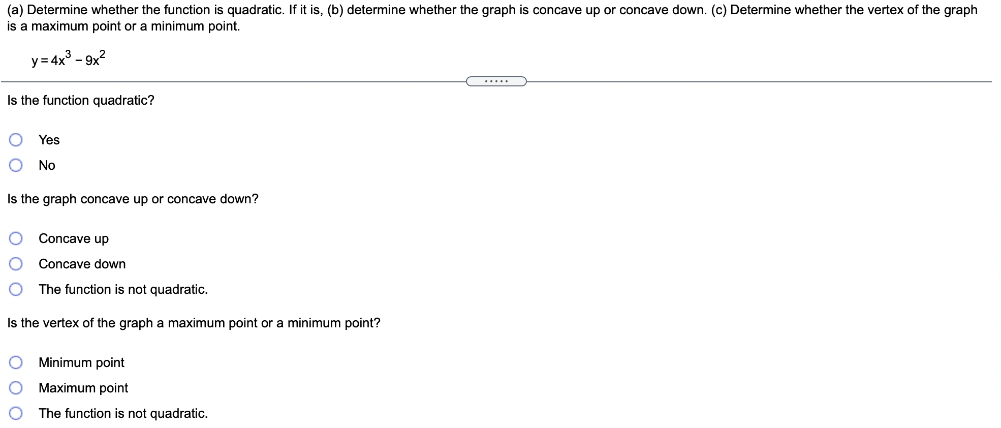 Solved (a) Determine whether the function is quadratic. If | Chegg.com