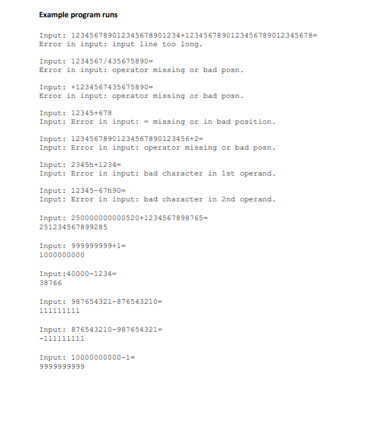 Write Test Pep 9 Assembly Language Program Inputs Simple Integer Operation Addition Subtra 