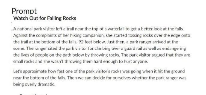 Solved question 1 Given the "Falling Rocks" scenario, copy | Chegg.com