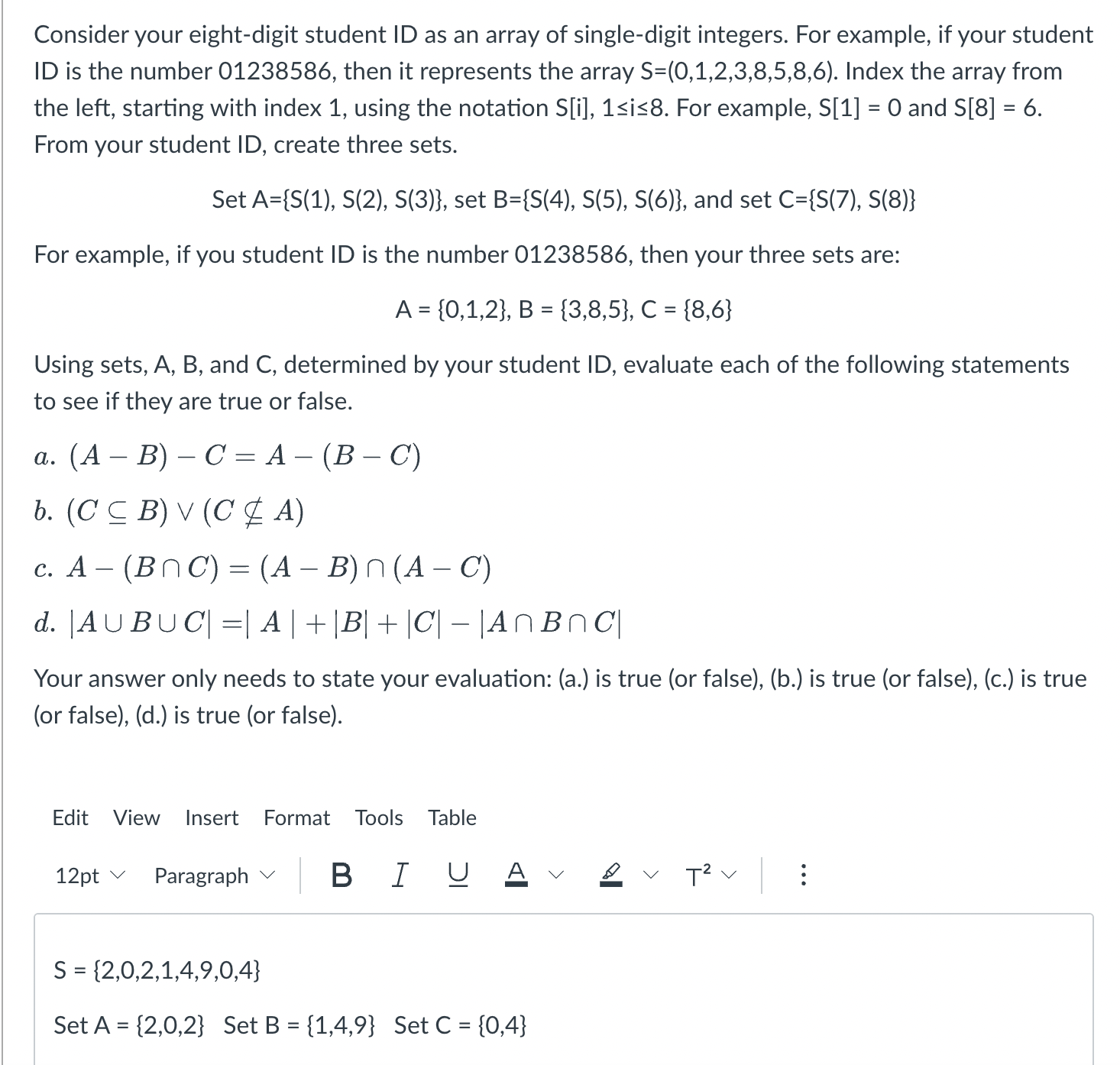 Solved Consider your eight-digit student ID as an array of | Chegg.com