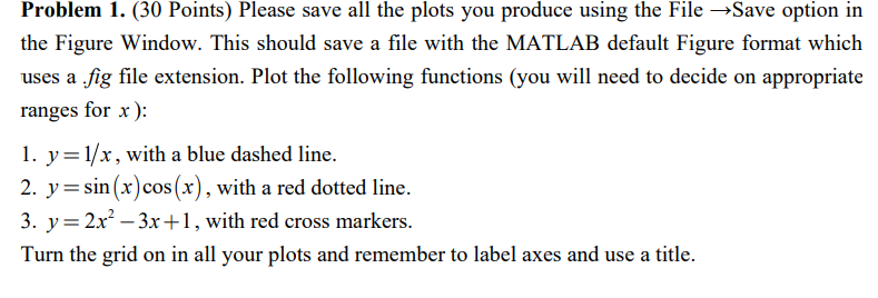 Solved Problem 1. (30 Points) Please save all the plots you | Chegg.com