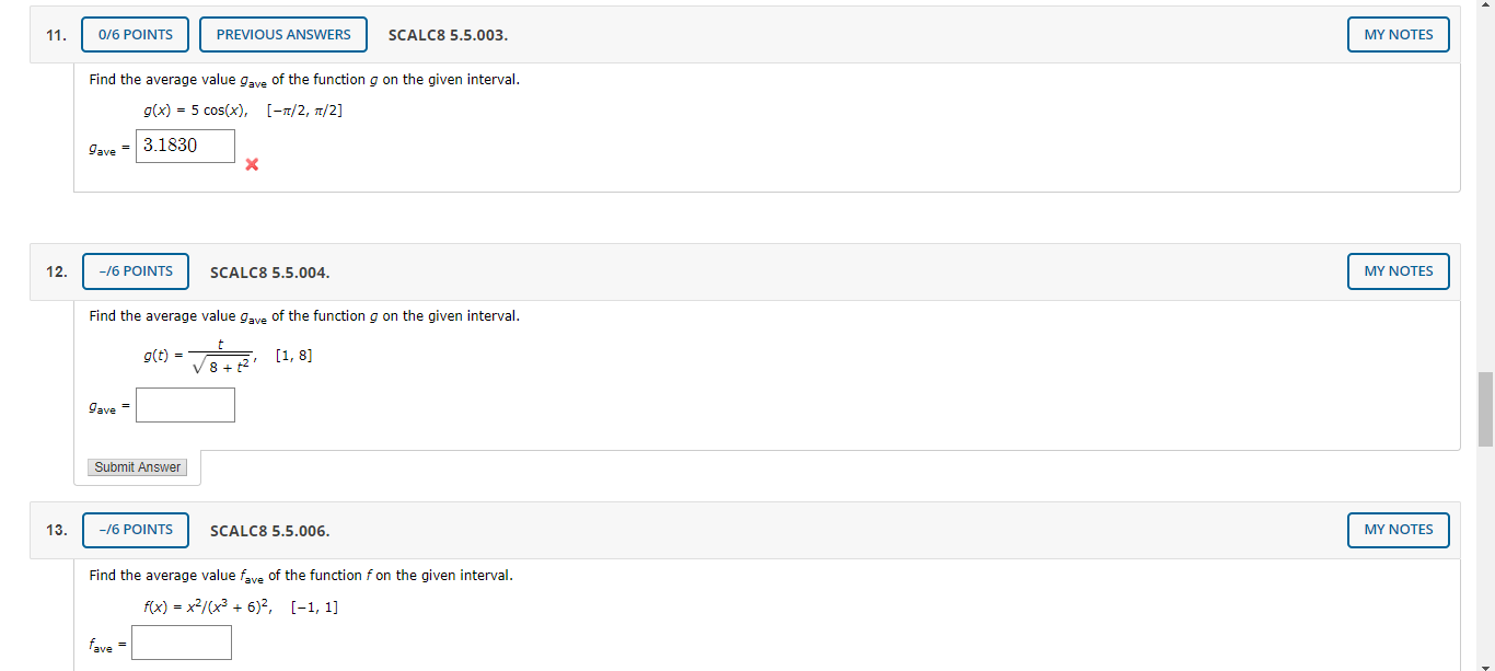 Solved 11. 0/6 POINTS || PREVIOUS ANSWERS SCALC8 5.5.003. MY | Chegg.com
