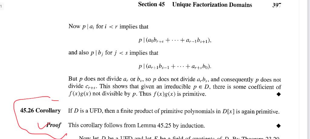 Solved 1 45.26 Corollary Proof Section 45 Unique | Chegg.com