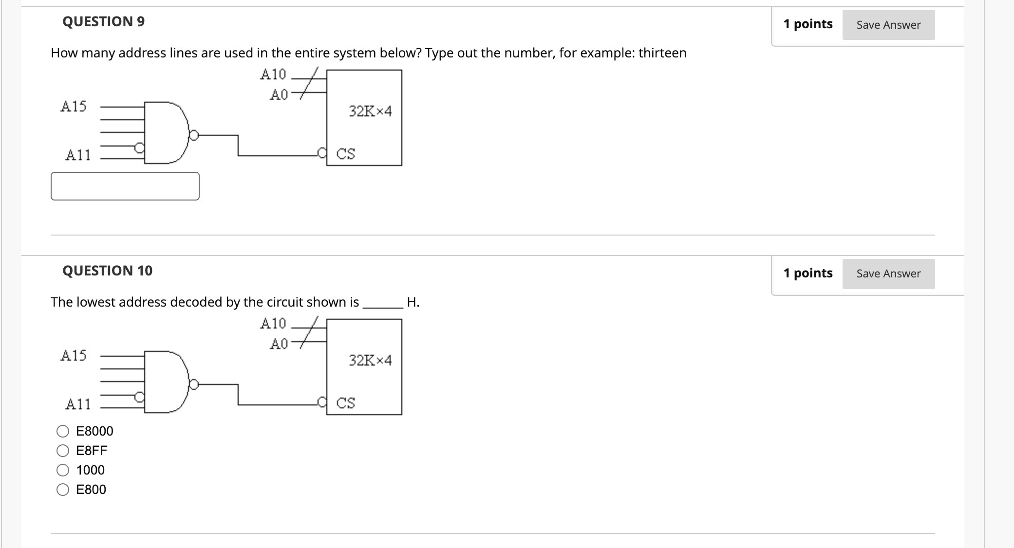 Solved How many address lines are used in the entire system | Chegg.com