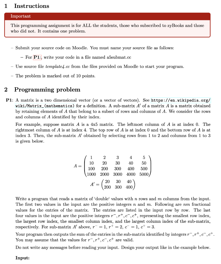 Solved 1 Instructions Important This programming assignment | Chegg.com
