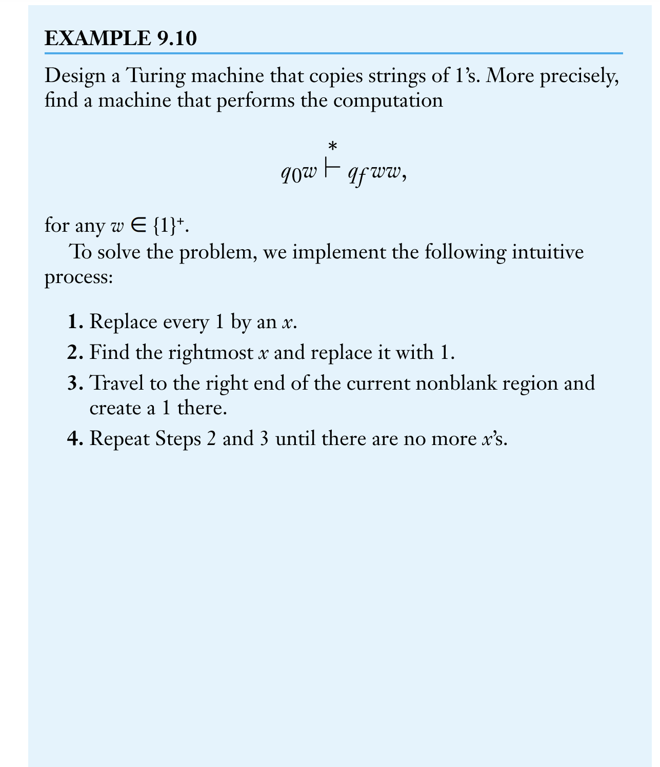 Solved 7. What happens in Example 9.10 if the string w | Chegg.com