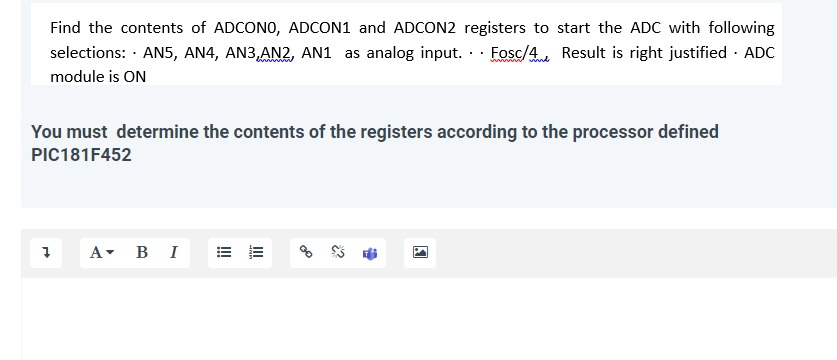 Solved Find the contents of ADCONO, ADCON1 and ADCON2 | Chegg.com