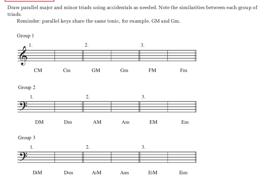 Group 4 1. 2. 3. BM Bm ВИМ Bbm FM F#m Draw parallel | Chegg.com