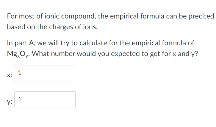 Solved For most of ionic compound, the empirical formula can | Chegg.com
