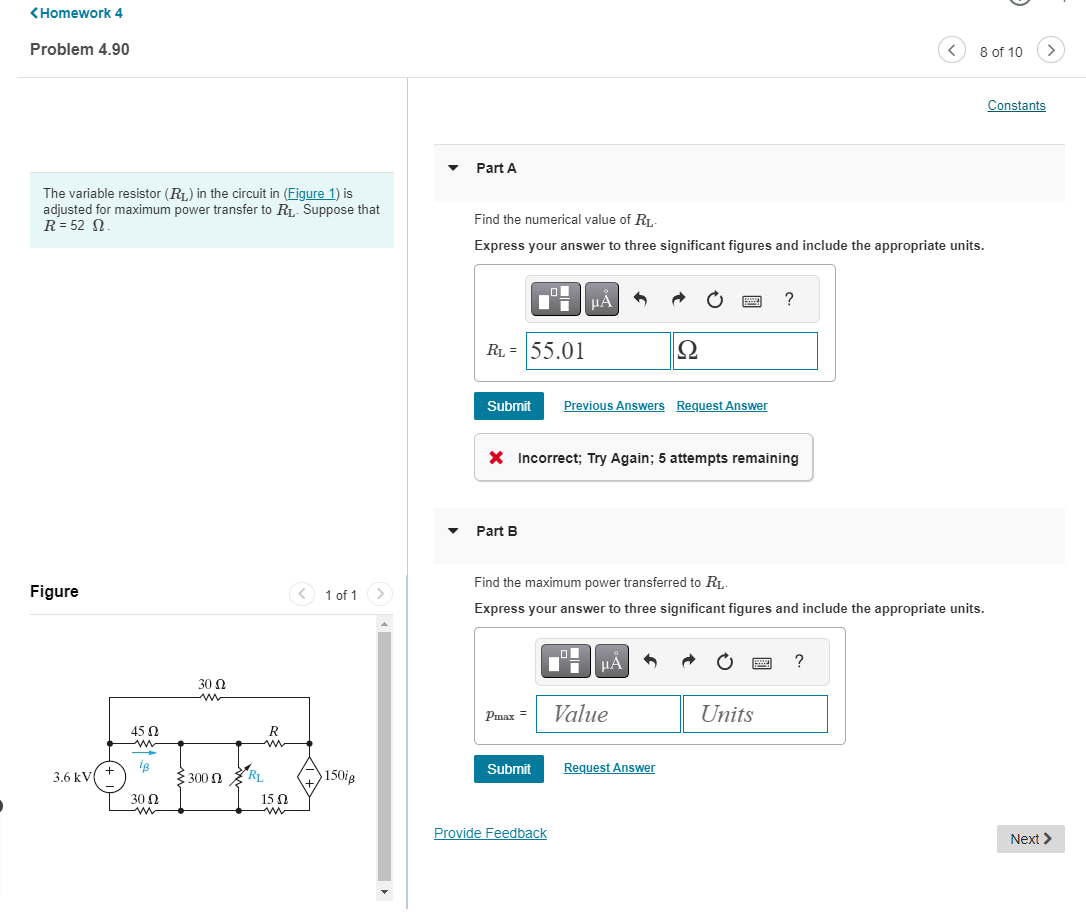 Solved The variable resistor (RL) ﻿in the circuit in (Figure | Chegg.com
