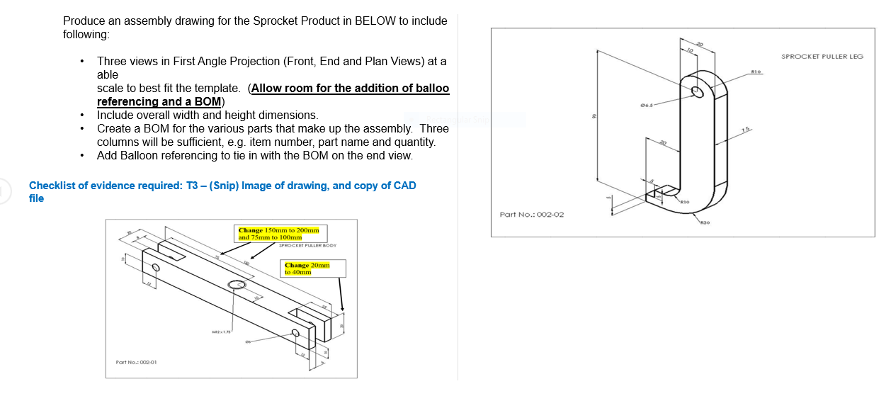 Solved Produce an assembly drawing for the Sprocket Product | Chegg.com