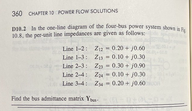 Solved D10.2 In the one-line diagram of the four-bus power | Chegg.com