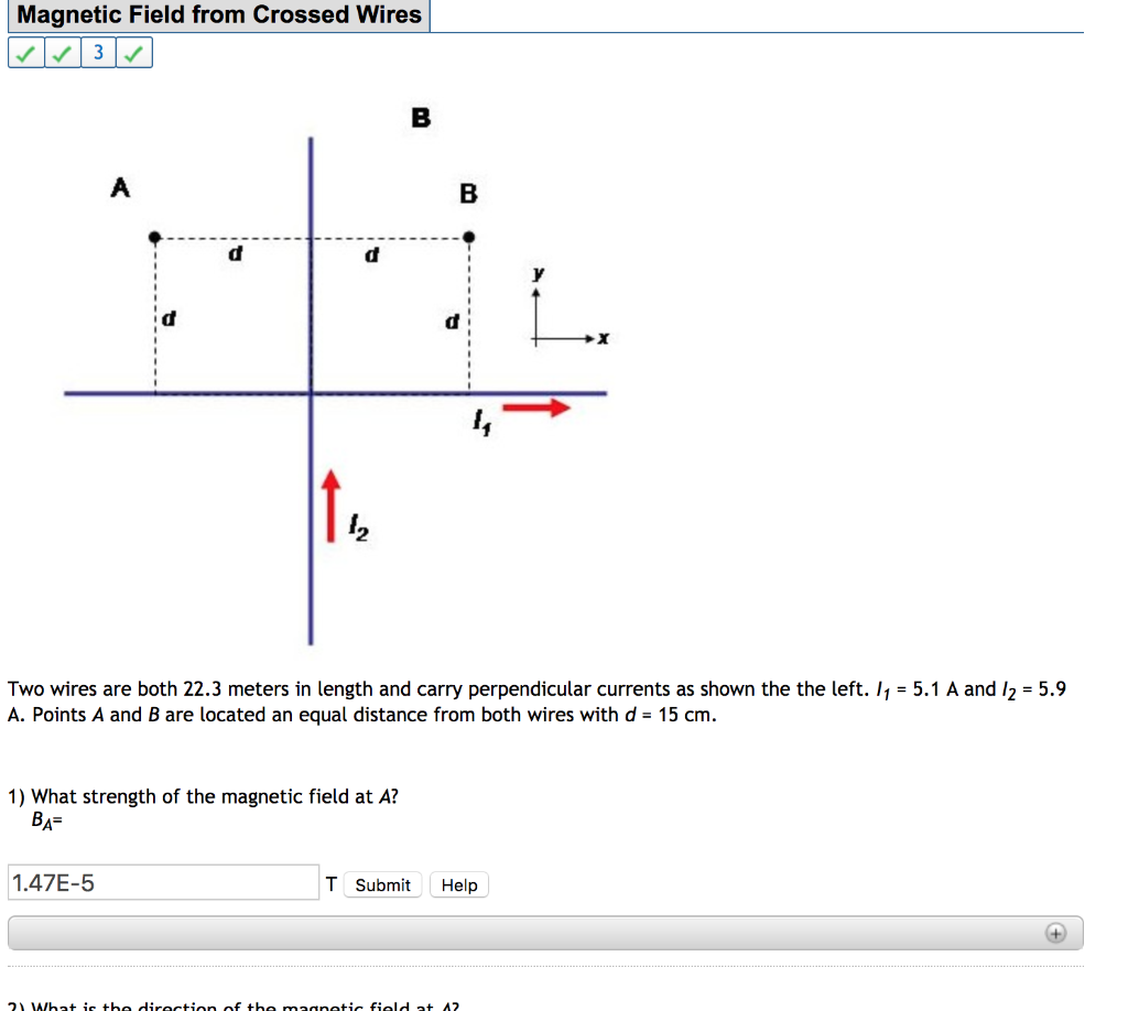 Solved Magnetic Field from Crossed Wires 2 Two wires are | Chegg.com