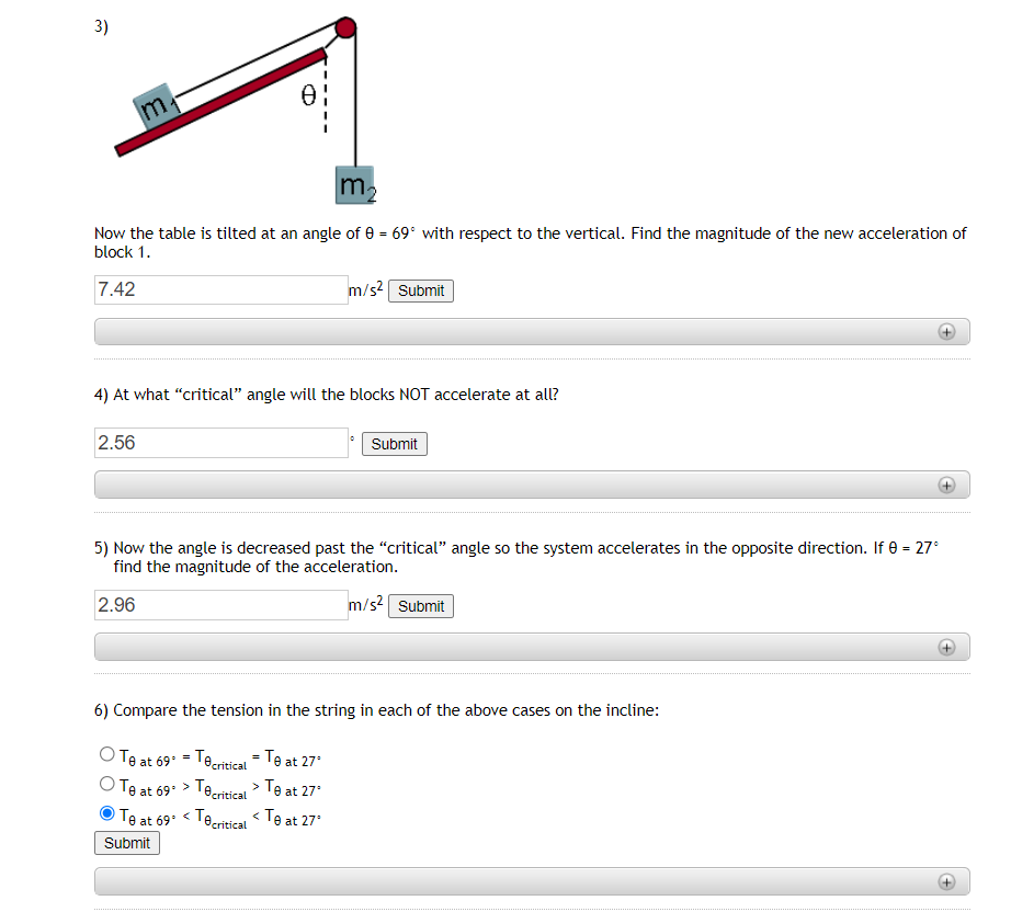 Solved A mass m1 = 5.3 kg rests on a frictionless table. It | Chegg.com
