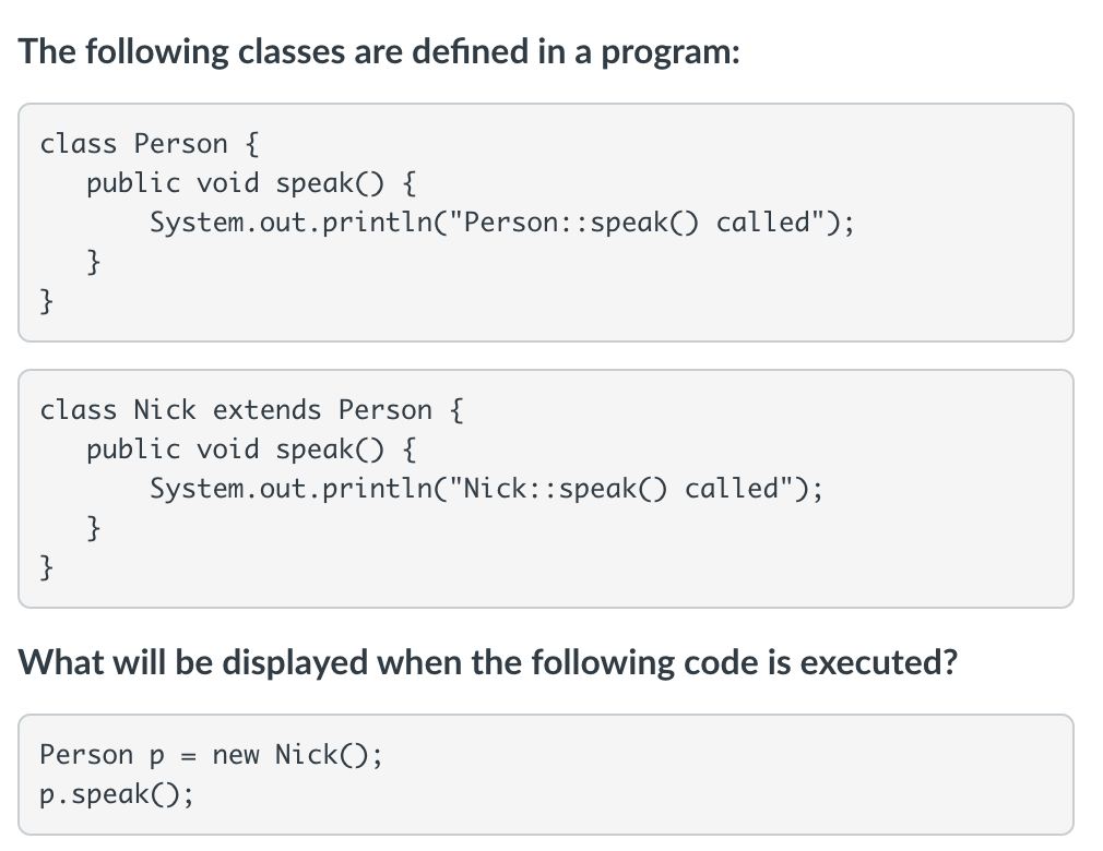 Solved The following classes are defined in a program: class | Chegg.com